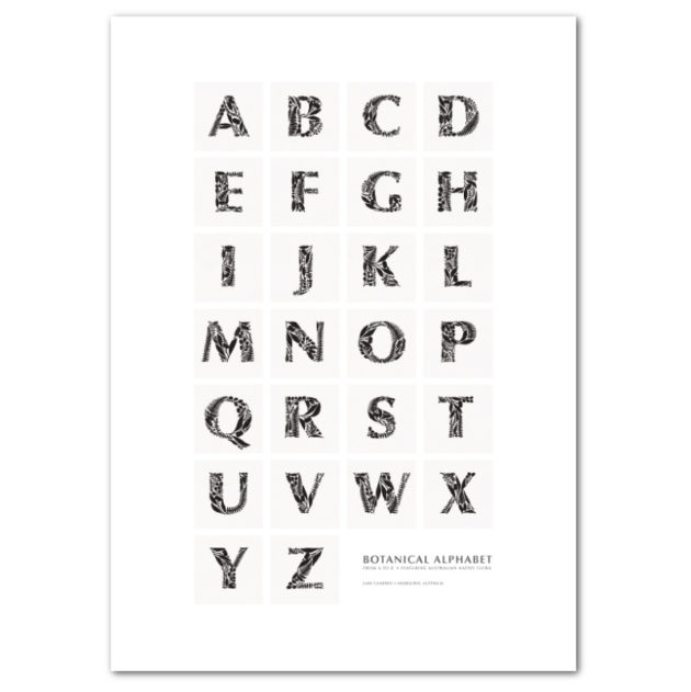 Botanical Alphabet Poster - Buy Online Or Call (03) 8774 2139