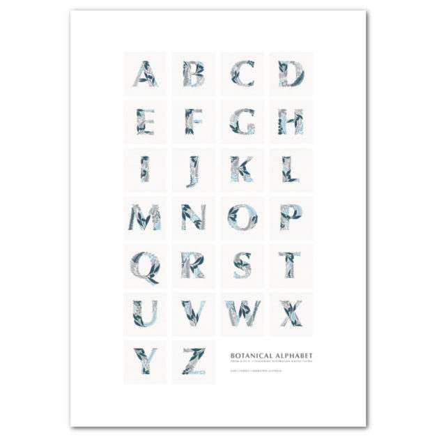 Botanical Alphabet Poster - Buy Online Or Call (03) 8774 2139