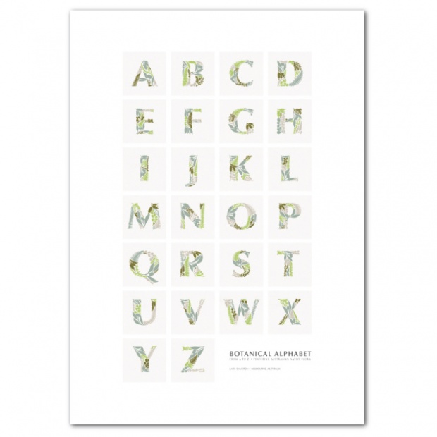 Botanical Alphabet Poster - Buy Online Or Call (03) 8774 2139