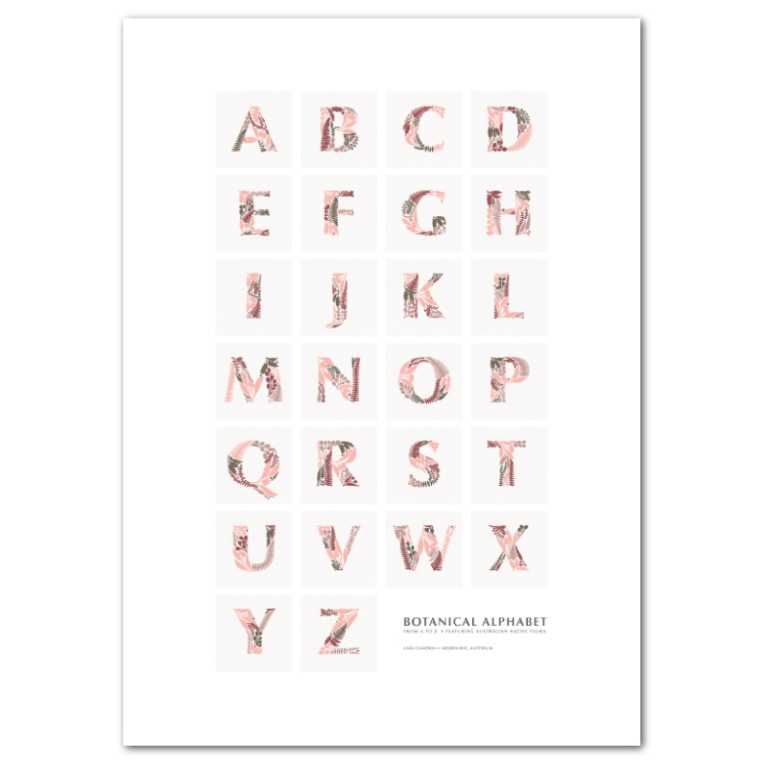 Botanical Alphabet Poster - Buy Online Or Call (03) 8774 2139